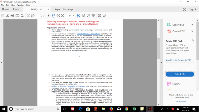 Report of marriage| Legal Document|Philippine Embassy| California U.S|